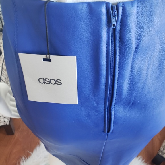 ASOS | Skirts | Asos Blue Faux Leather Pencil Skirt | Poshmark